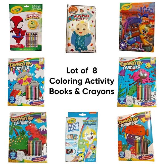 Grafix | Toys | Lot Of 8 Coloring Activity Book Crayons Markers Dino ...